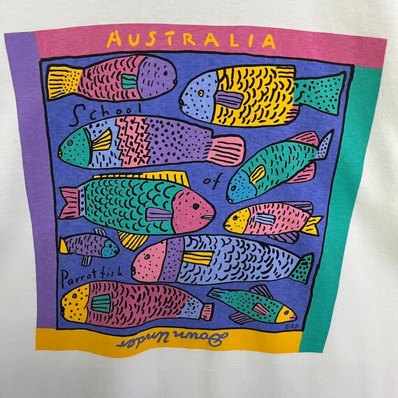 Rare!! KEN DONE down under Australia fish printed tee - Gem