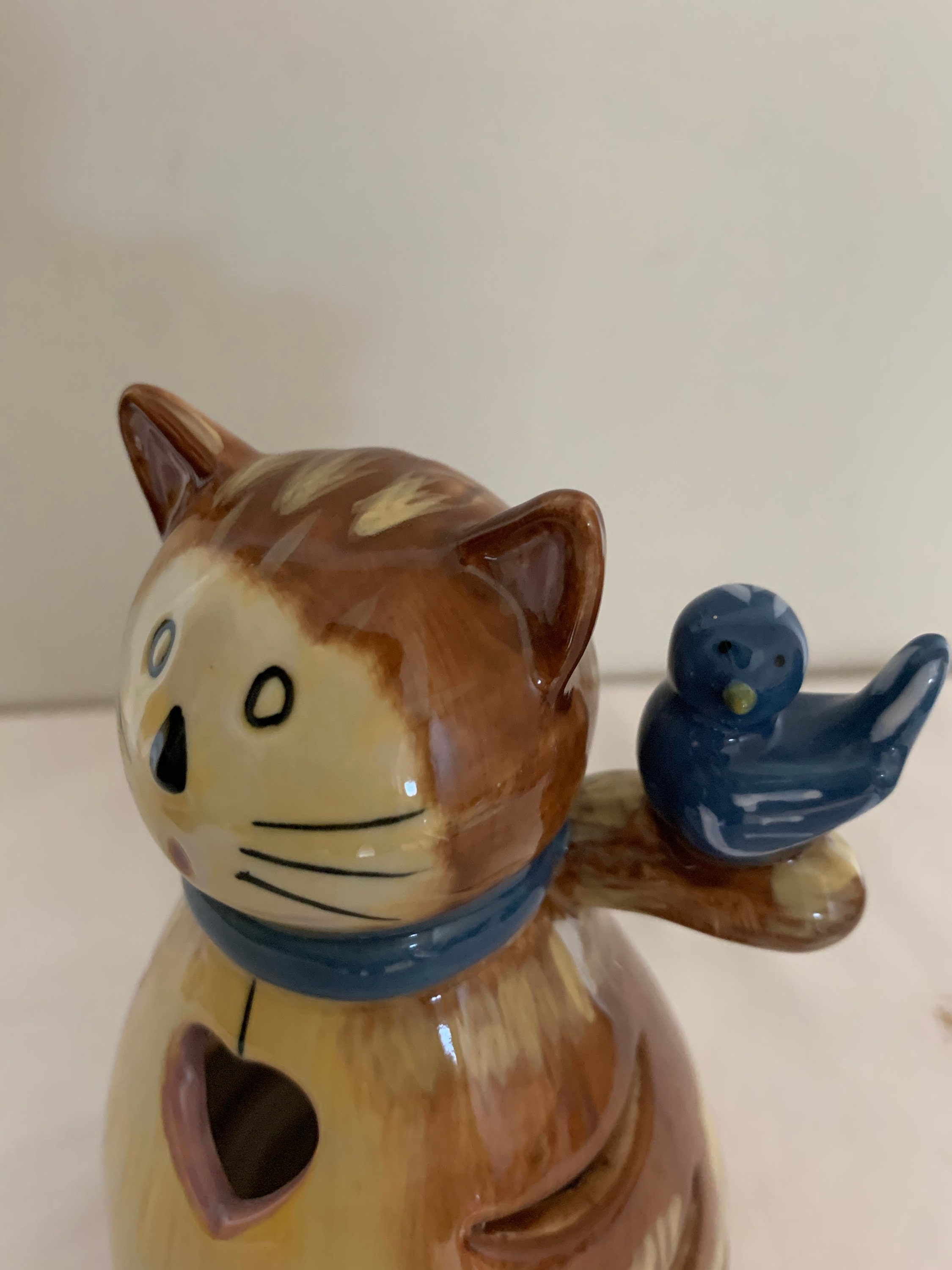 Kathy Hatch Collection* Cat & Bird Votive Candle Holder* 6"t X 6"w at ...