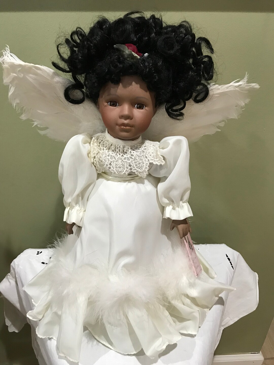 Traditions Doll Collection*porcelain ANGEL DOLL* in White Ruffled Edge ...