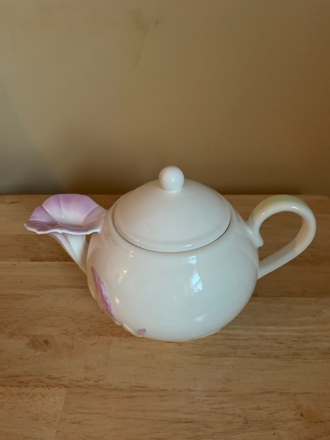 Vintage Teleflora Ceramic*pink Morning Glory Lily Shaped Spouted Tea ...