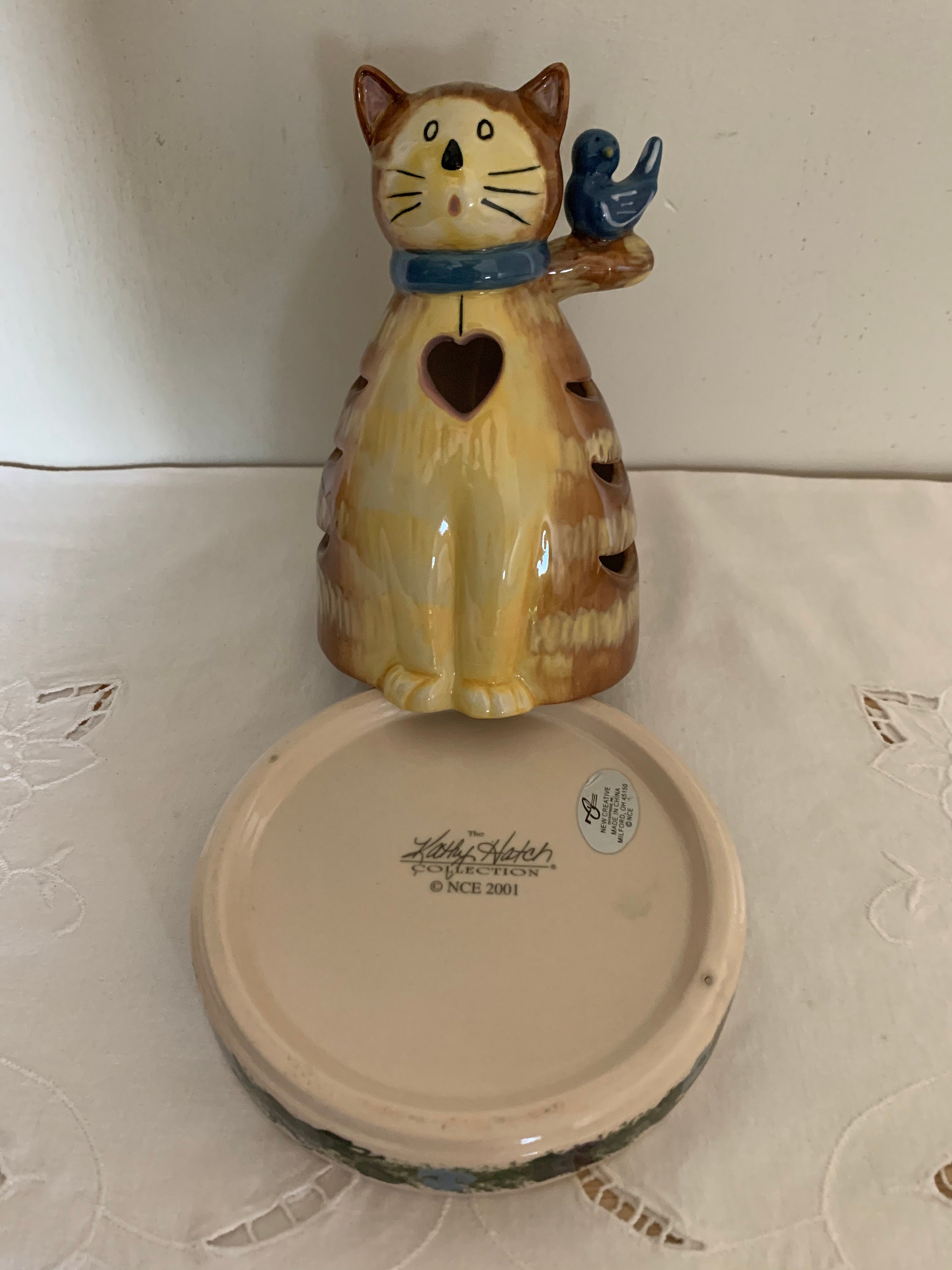 Kathy Hatch Collection Cat & Bird Votive Candle Holder - Etsy