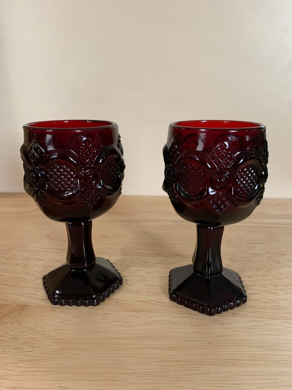 VINTAGE AVON Set of 2 1876 Cape Cod Ruby Red Pedestal - Etsy