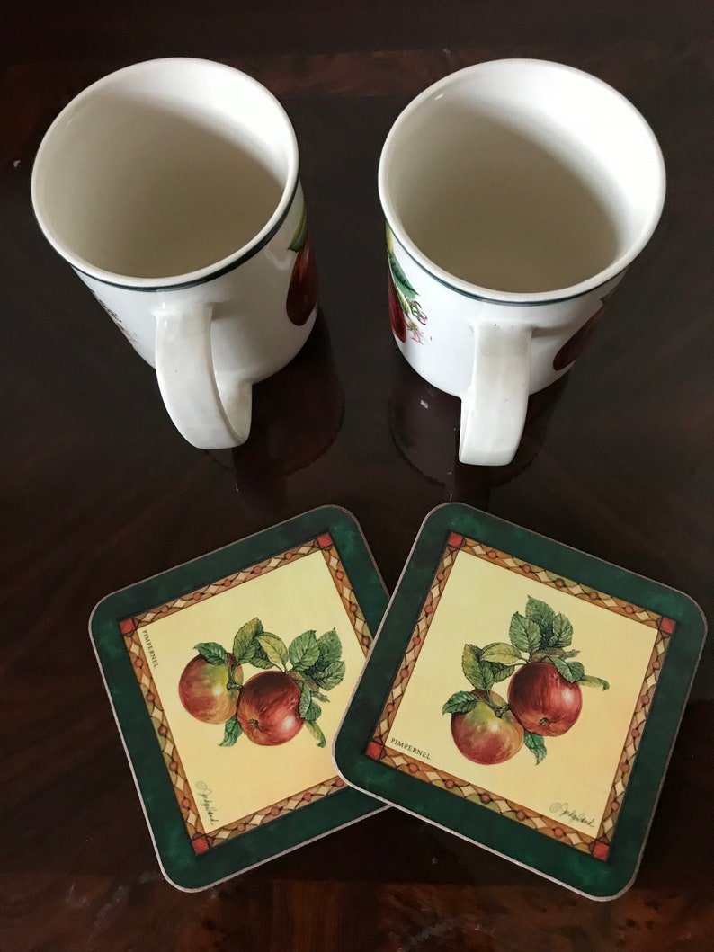 Set of Two (2) Ceramic Coffee/tea/mugs With Apple Red Apples Decor* and ...