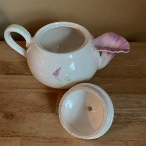 Vintage Teleflora Ceramic*pink Morning Glory Lily Shaped Spouted Tea ...