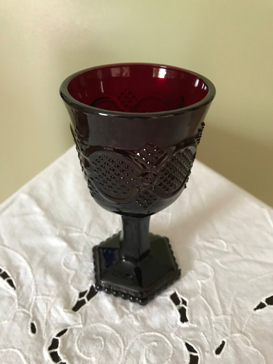 AVON CAPE COD** Ruby Red Pedestal Ruby Red Glass** 5"t - Etsy