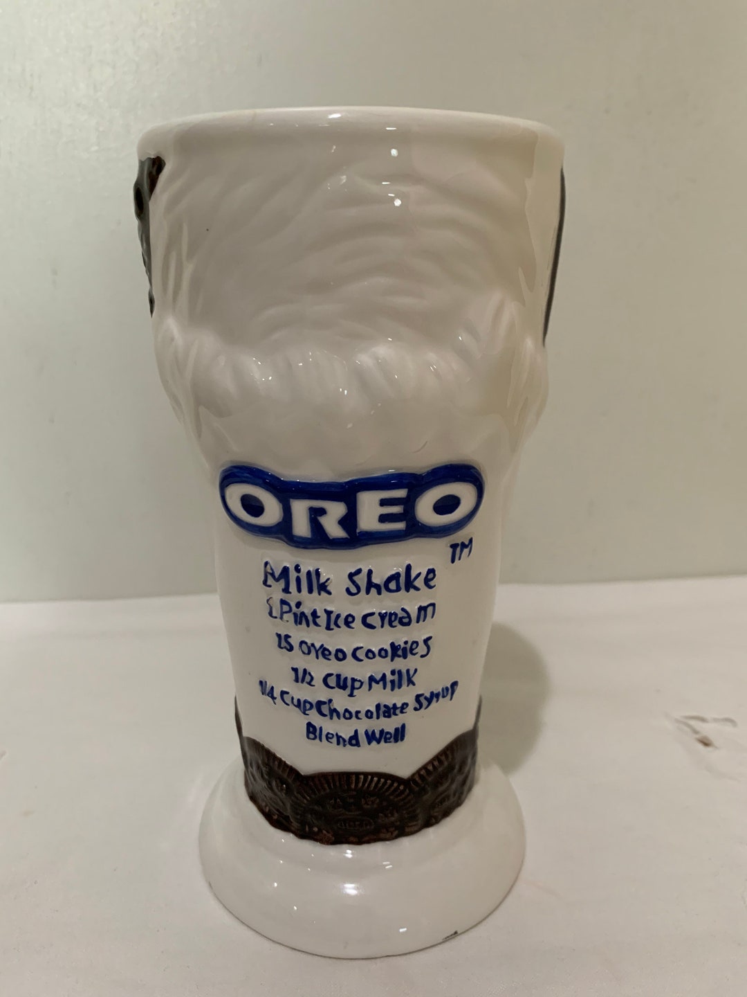 Vintage* Pedestal Embossed Oreo Cookie Tumbler With Milkshake Recipe* 7 ...