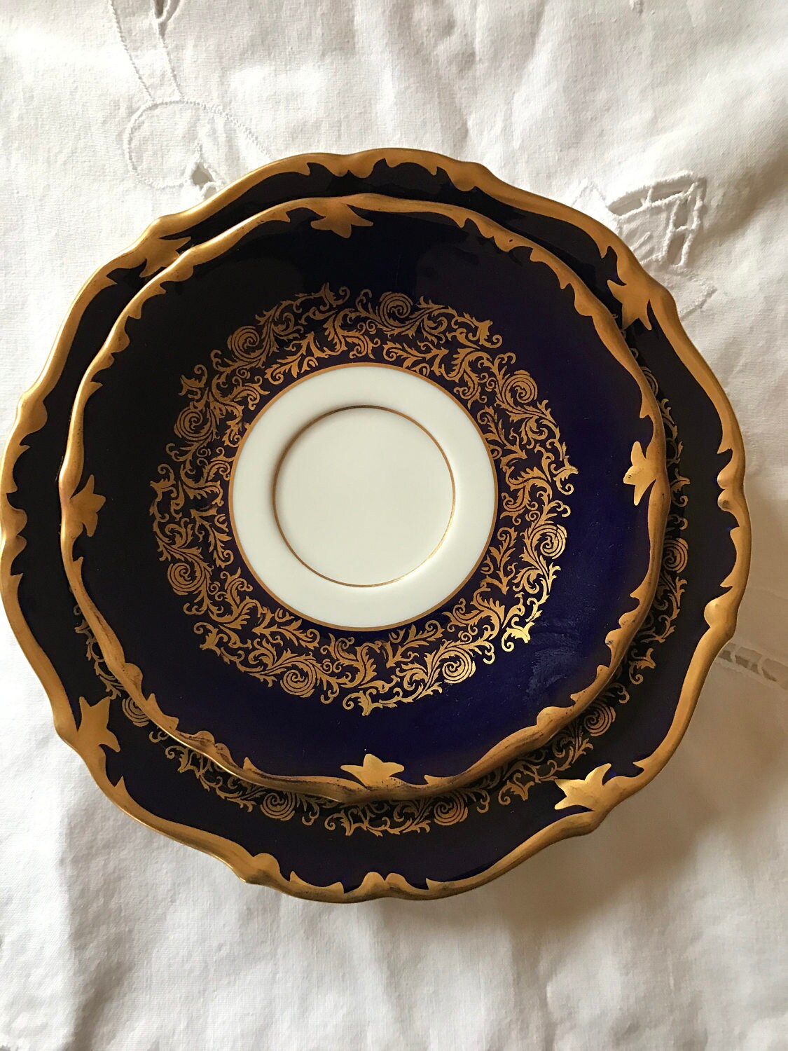 Royal Cobalt Blue Fine China Gold Floral Design and Gold Gilded Edges ...