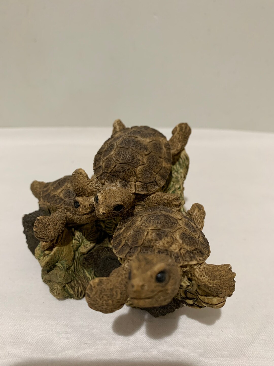 Vintage Family of Three Sculptured Stone Tortoises Statue* on Reef. 5"w ...