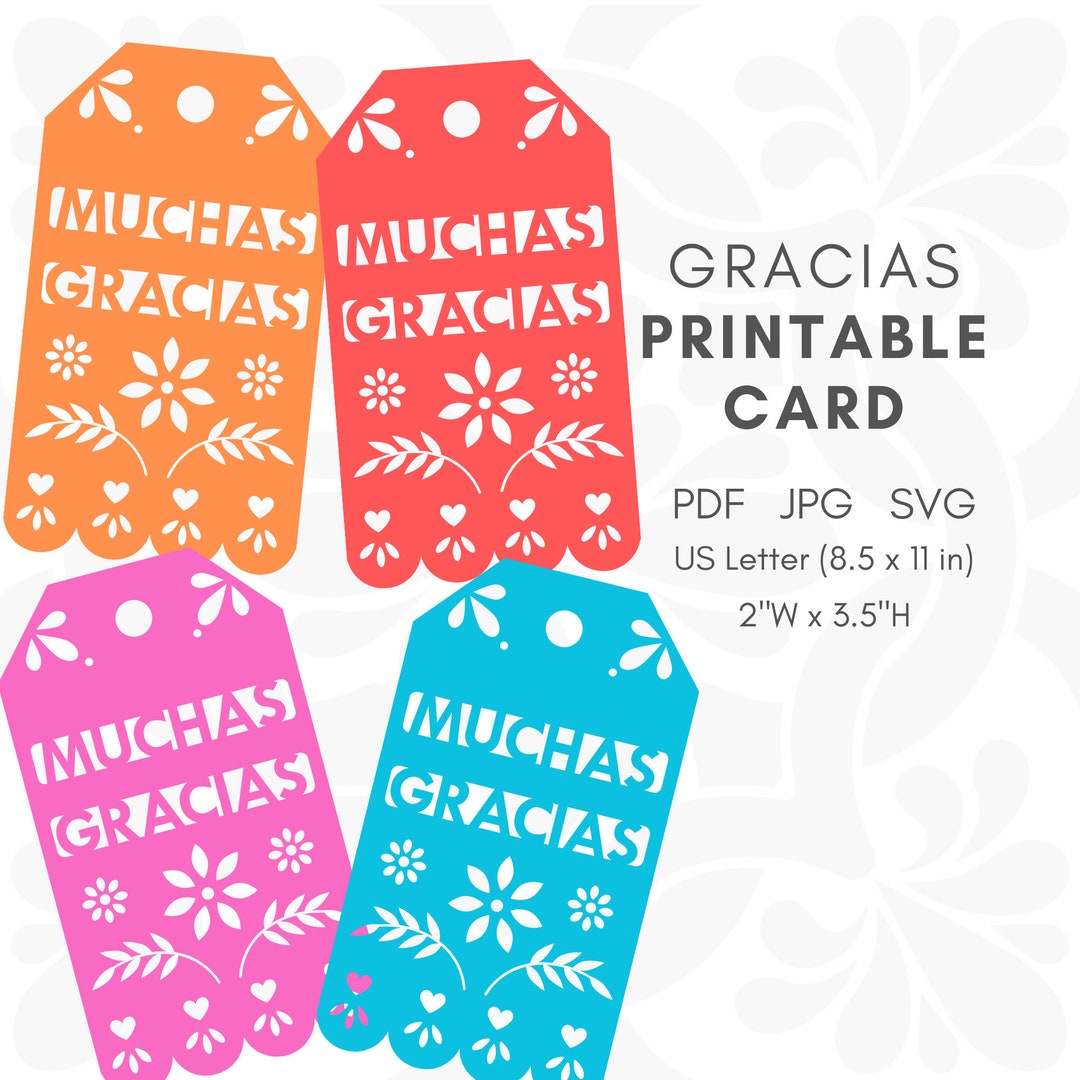 Papel Picado Printable Gracias Tags, Thank You Tag in Spanish, Instant ...