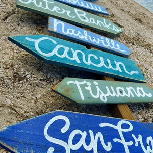 Oceanic Blue Rustic Custom Wood Signs , Signpost , Directional Sign ...