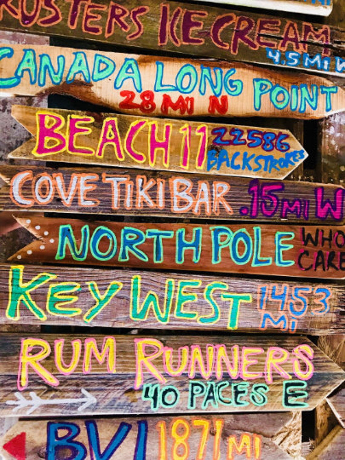Set of 9 Tiki Decor Directional Signs Unique Gift - Etsy