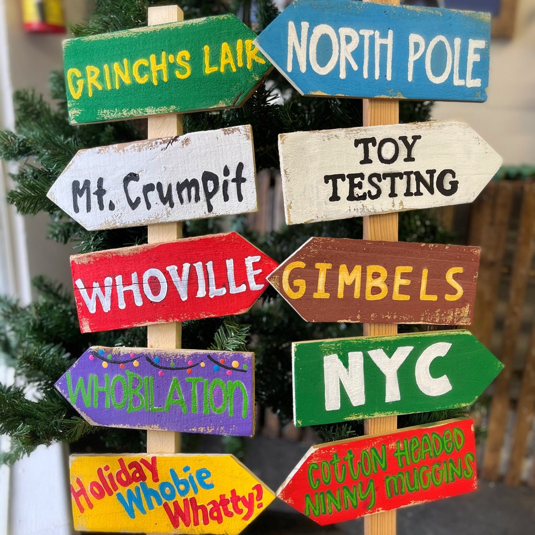 Grinchmas Porch Sign | Elf Directional Signs | Outdoor Chirstmas ...