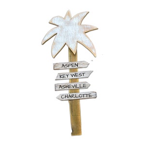 FARMHOUSE Palm Tree Beach Directional Sign Florida Beach Decor, Rustic ...