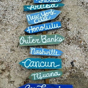 Oceanic Blue Rustic Custom Wood Signs , Signpost , Directional Sign ...