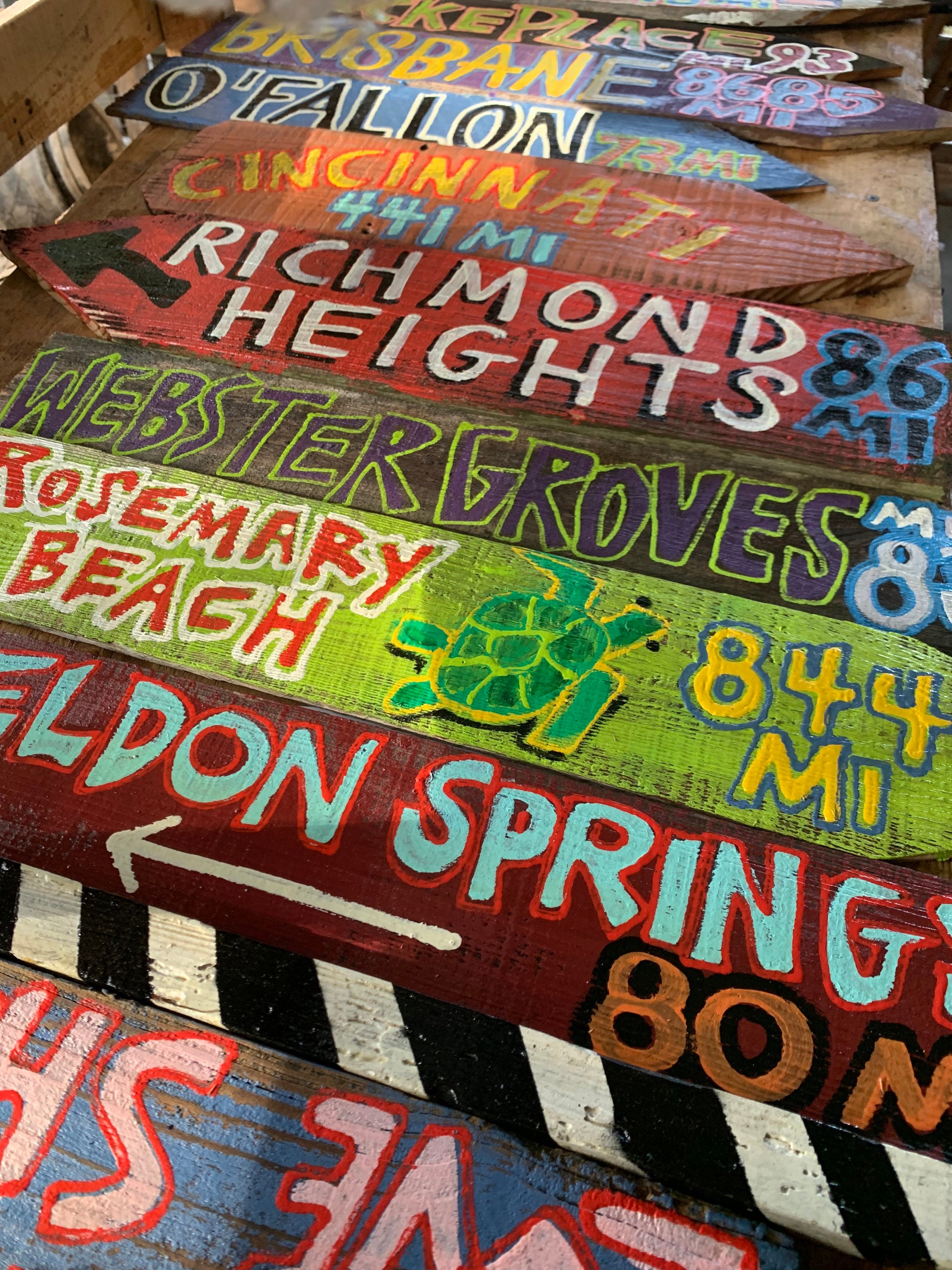 Directional Signs, Outdoor Travel Sign, Personalized Patio Pool Signs ...