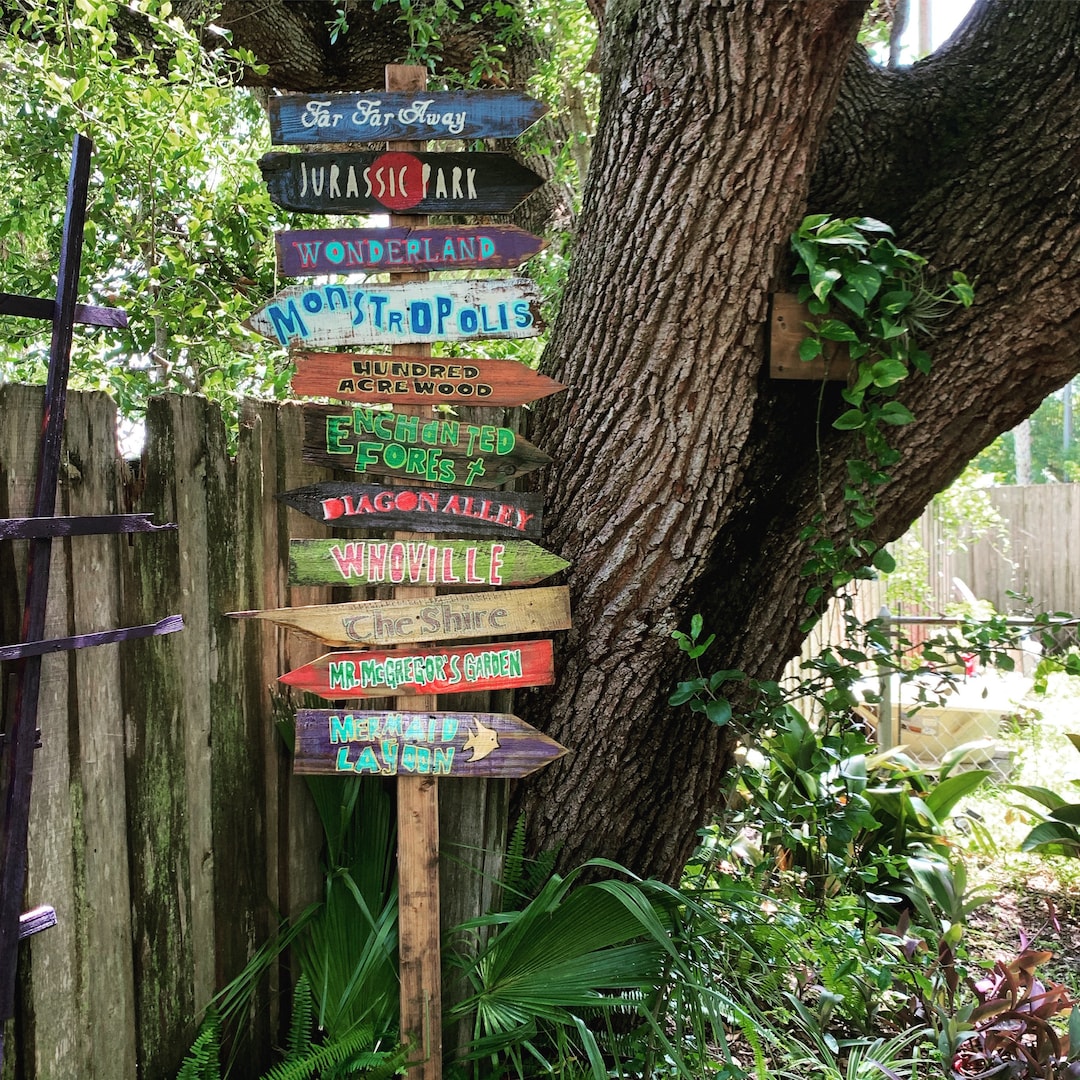 Fairy Tale Directional Destination Tiki Signs. Reading Nook. Fantasy ...