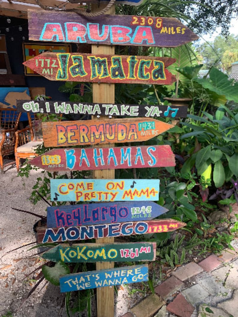Set of 8 Tiki Decor Directional Signs Holiday Signs Tiki - Etsy