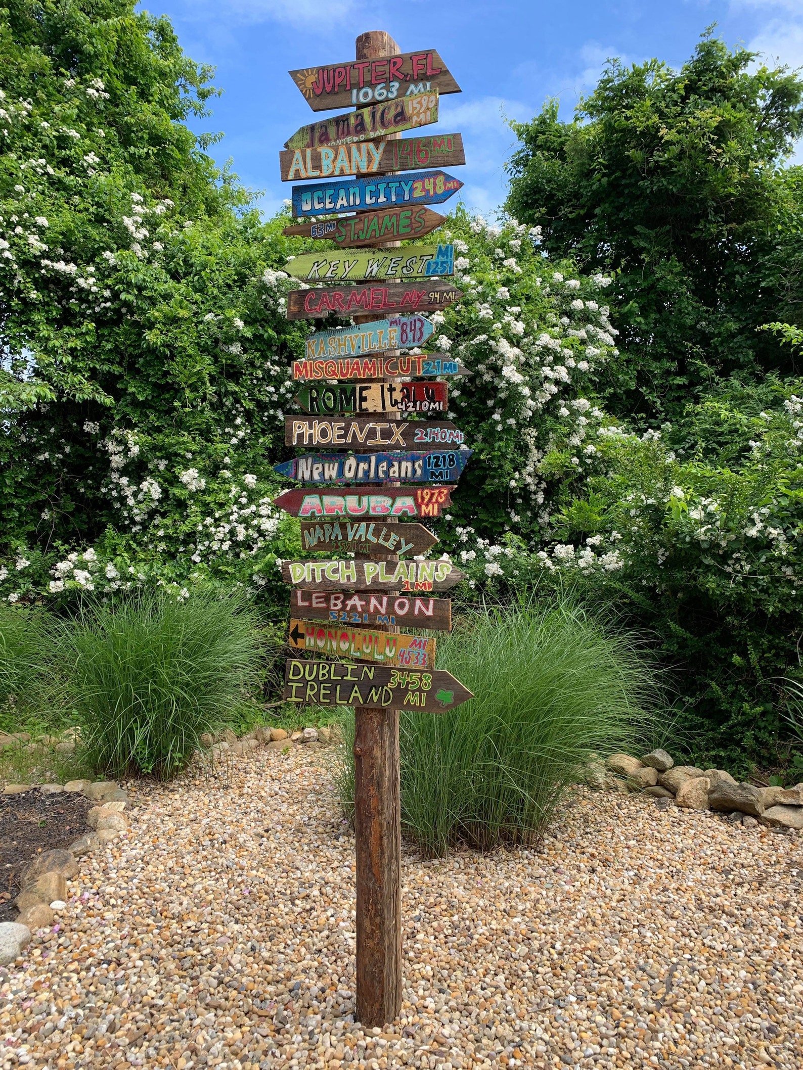 Directional Signs, Outdoor Travel Sign, Personalized Patio Pool Signs ...