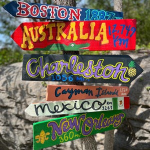 Set of 6 Destination Signs , Location Sign , This Way Arrow , Lakeside ...