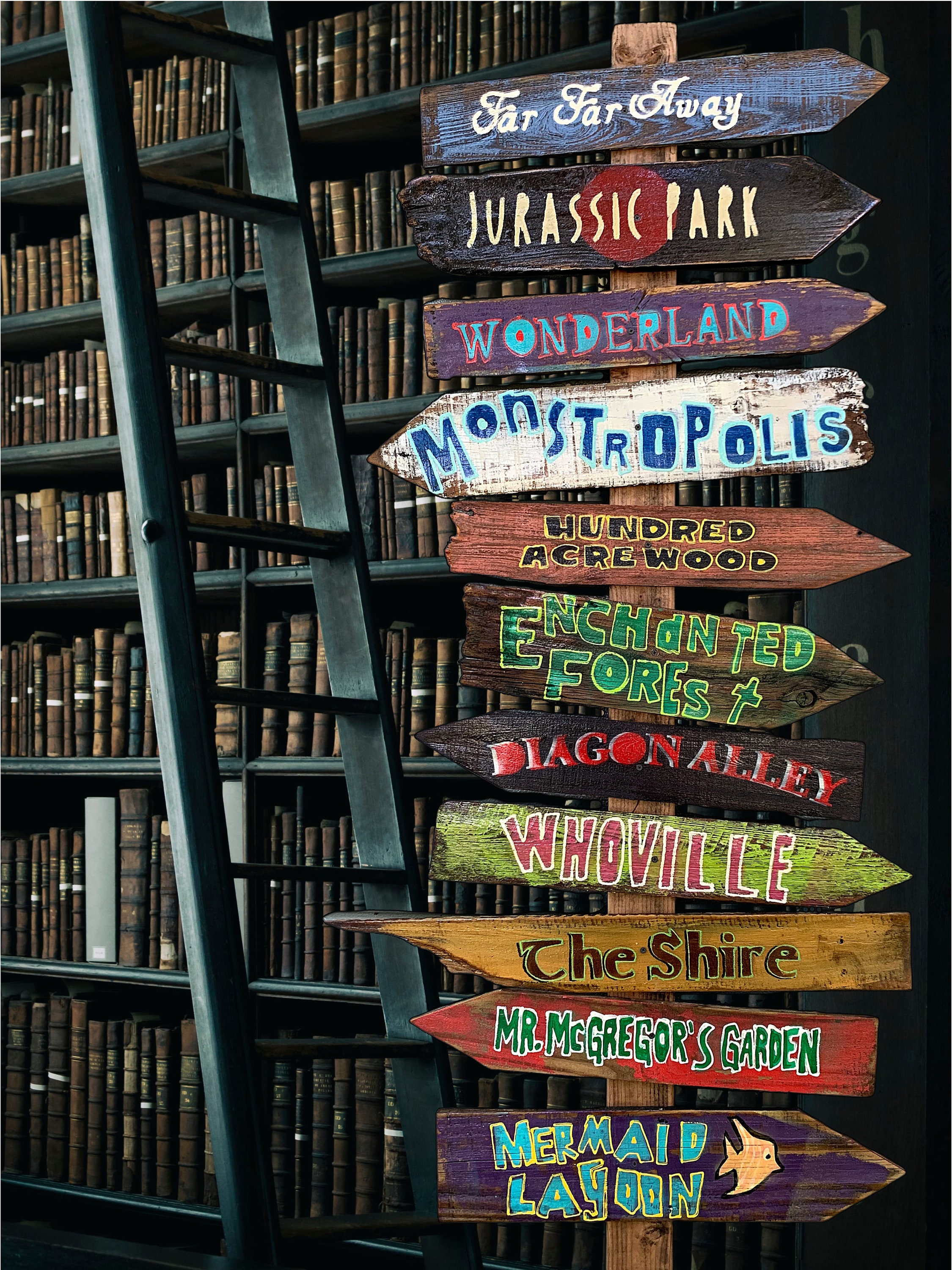 Fairy Tale Directional Destination Tiki Signs. Reading Nook. - Etsy