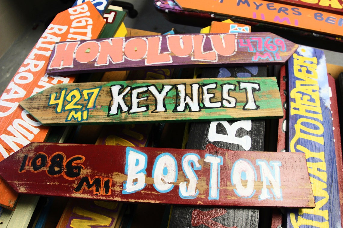 Directional Signs Tiki Decor Tropical Home Decor Yard - Etsy