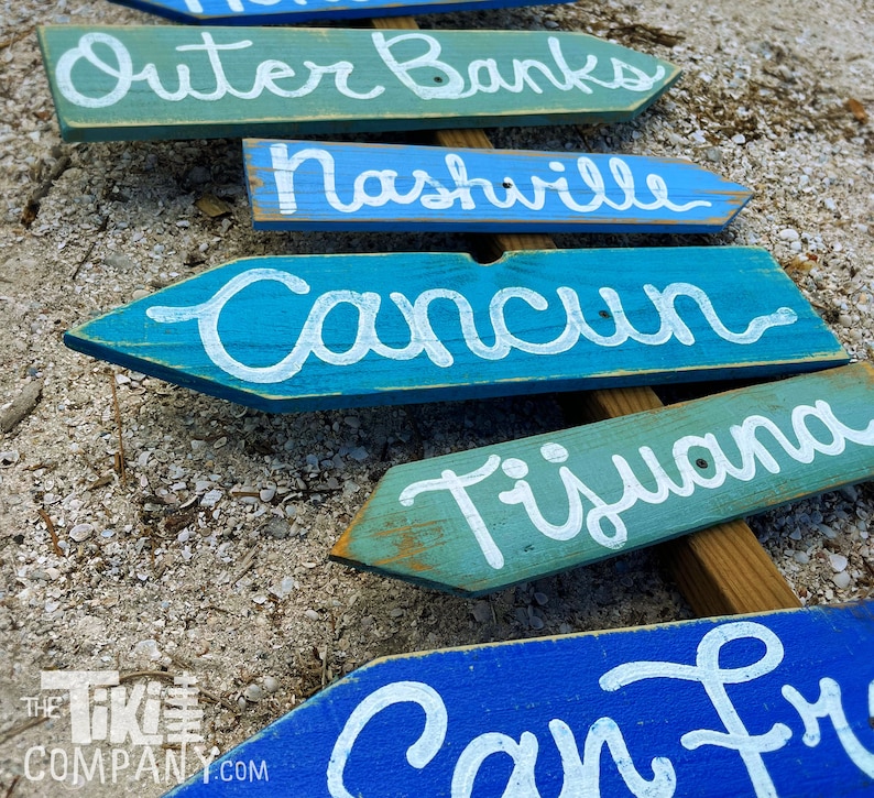 Oceanic Blue Rustic Custom Wood Signs Signpost Directional - Etsy
