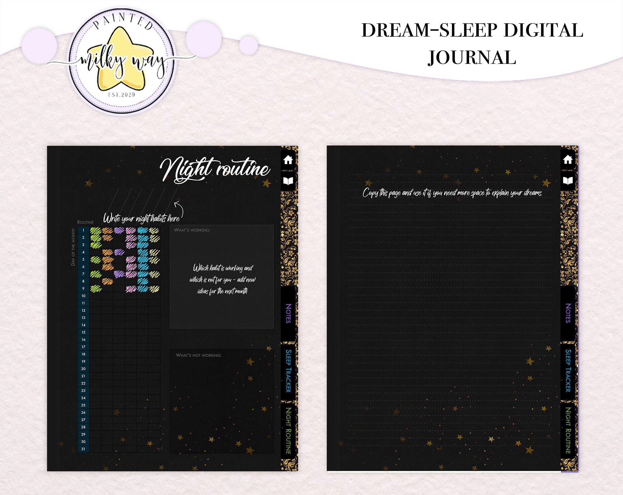Digital Sleep - Dream Journal: Goodnotes, Hyperlinked, Dream Diary ...