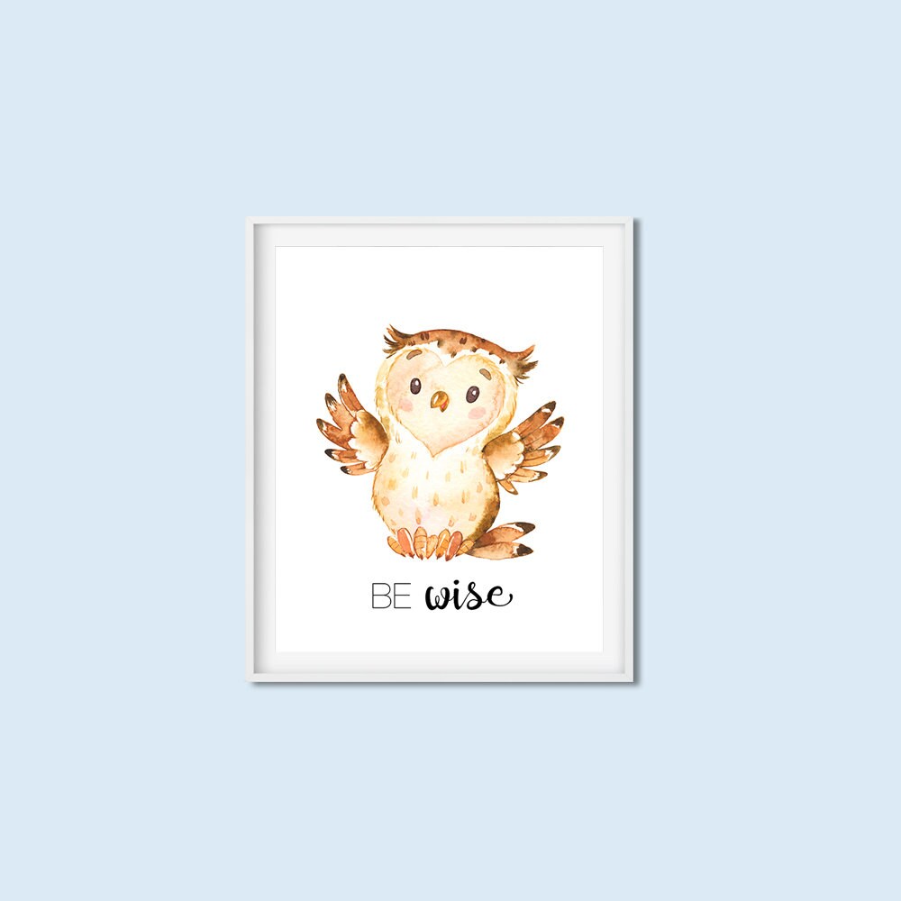 Owl Be Wise Printable Wall Art Woodland Animal Nursery Decor | Etsy