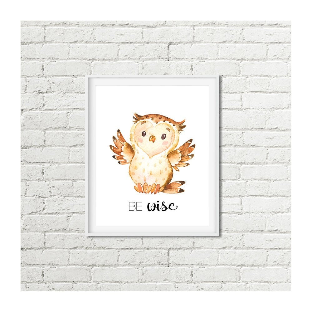 Owl Be Wise Printable Wall Art Woodland Animal Nursery Decor | Etsy