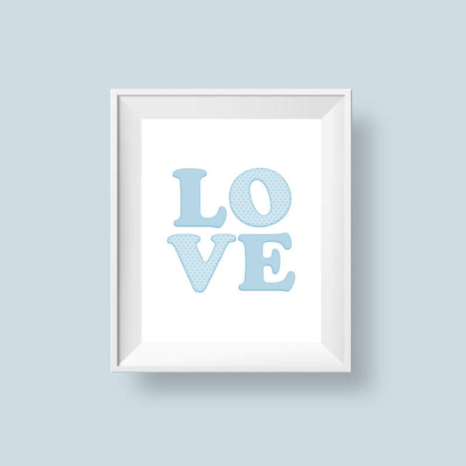 LOVE Nursery Print Boys Printable Wall Art, DIY Baby Shower Gift, Blue ...