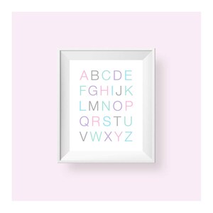 Girls Alphabet Prints, Kids ABC Poster, Numbers Sign Typographic ...