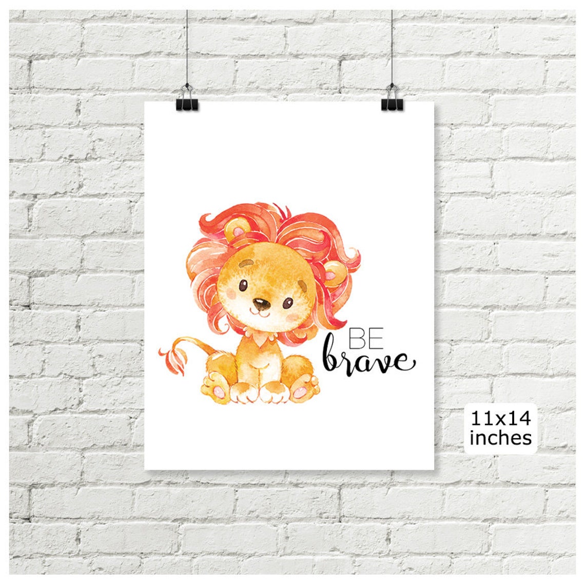 Safari Nursery Decor Lion Be Brave Print Jungle Animal Nursery ...