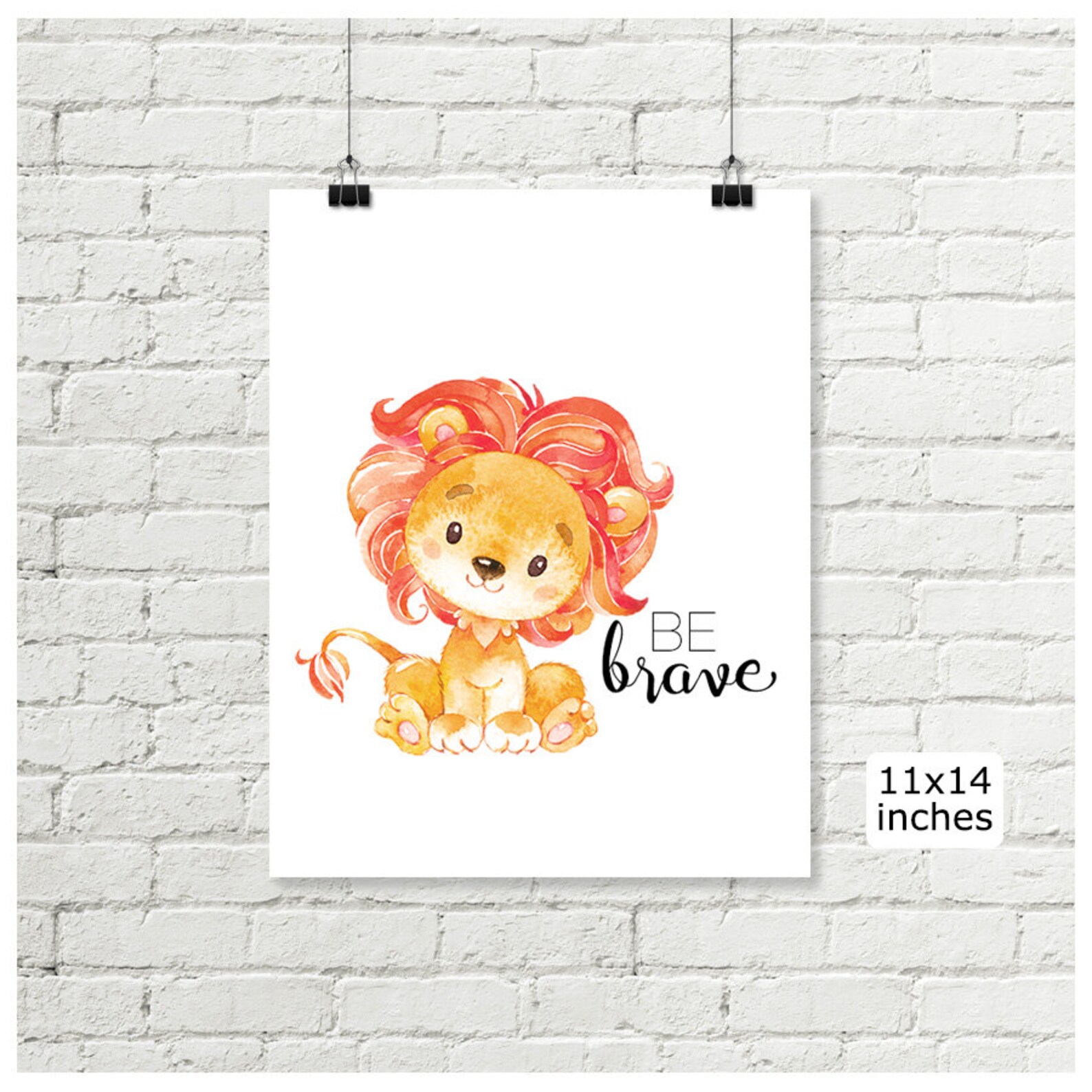 Safari Nursery Decor Lion Be Brave Print Jungle Animal Nursery ...