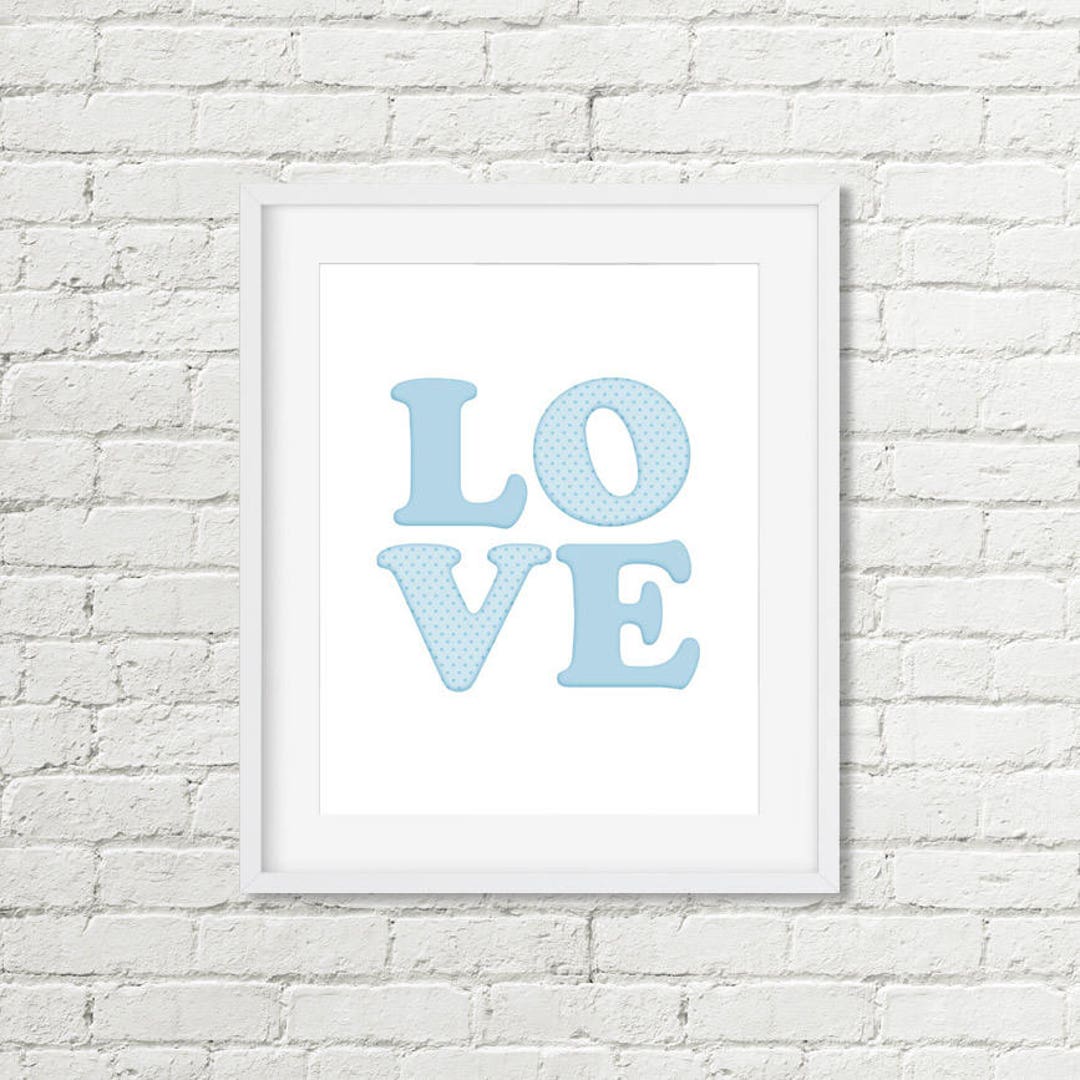 LOVE Nursery Print Boys Printable Wall Art, DIY Baby Shower Gift, Blue ...