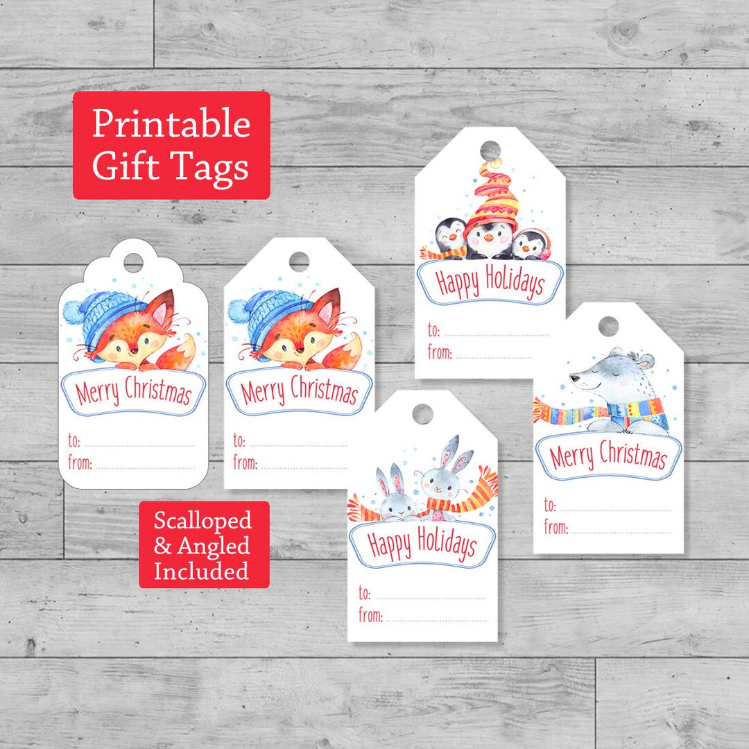 Cute Animal Printable Gift Tags Set of 8 Holiday Tags Fox - Etsy