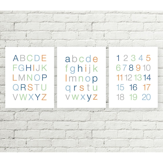 Alphabet Printable Art Kids ABC Poster Numbers Sign | Etsy