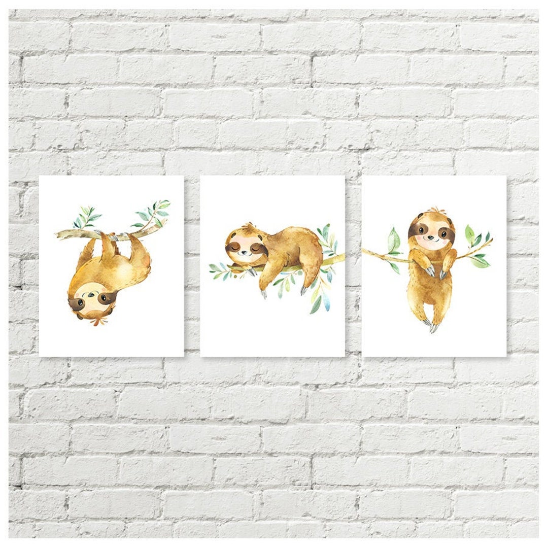 Sloth Printable Art, Sleepy Sloths Nursery Prints, Set of 3 Gender ...