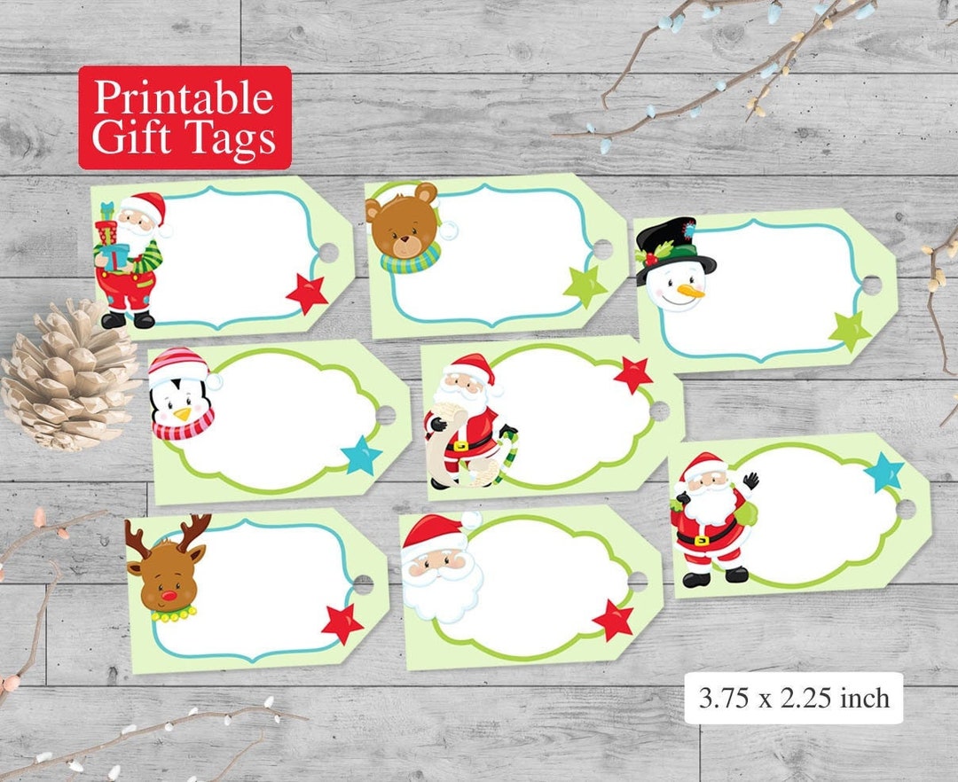 Printable Christmas Gift Tags for Kids, Set of 8 DIY Santa Snowman ...