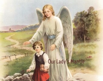 GUARDIAN ANGEL Watching Over a Baby 8x10 Print Picture Art | Etsy