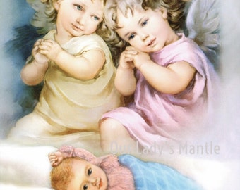 GUARDIAN ANGEL Watching Over a Sleeping Child 8x10 Print | Etsy