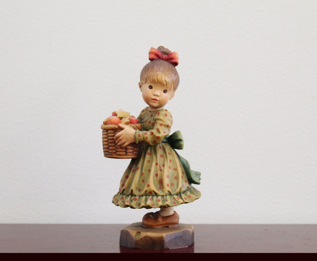 Excellent 7" ANRI Sarah Kay Hand Carved Wood 'christmas Basket ...