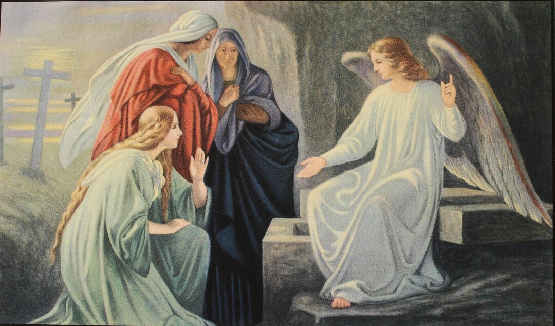 Antique 1950 Chromolithograph Calendar Print 'he is Risen' by Melchior ...