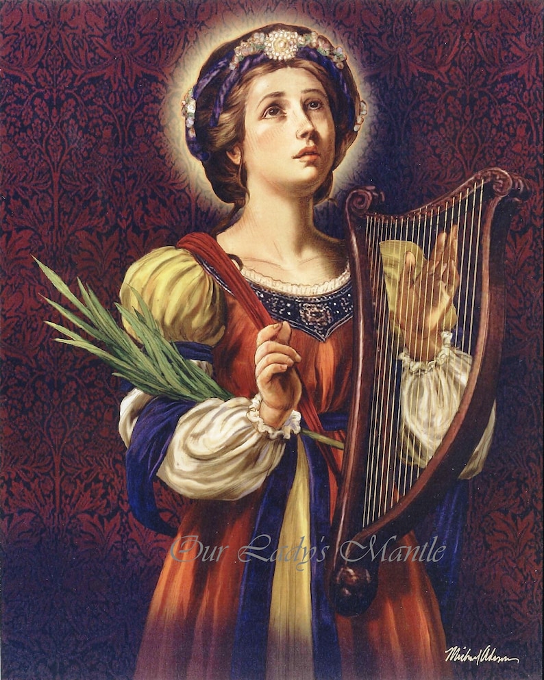 ST CECILIA Catholic Patron Saint of Musicians Print 8x10 | Etsy