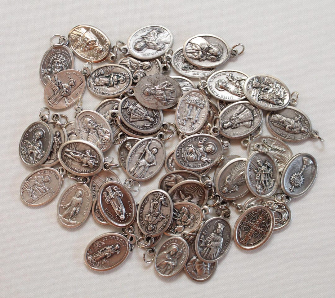 50 New Catholic Religious Medals, 149 Grams/5.3 Oz. | Silver Alloy ...