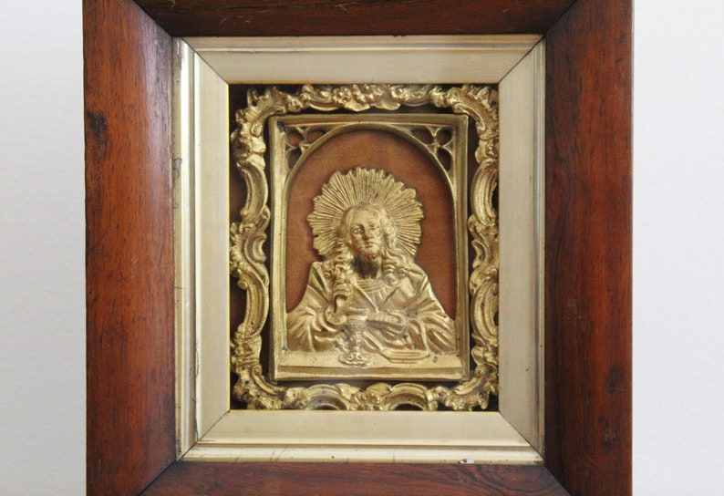Antique French Rococo Baroque 'christ Blessing the Bread' Metalwork in ...
