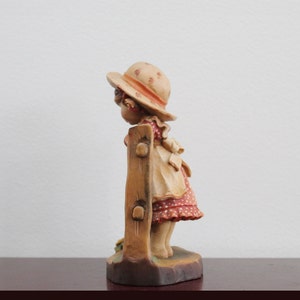 Excellent 7" Anri Sarah Kay Hand Carved Wood 'A Penny for Your Thoughts ...