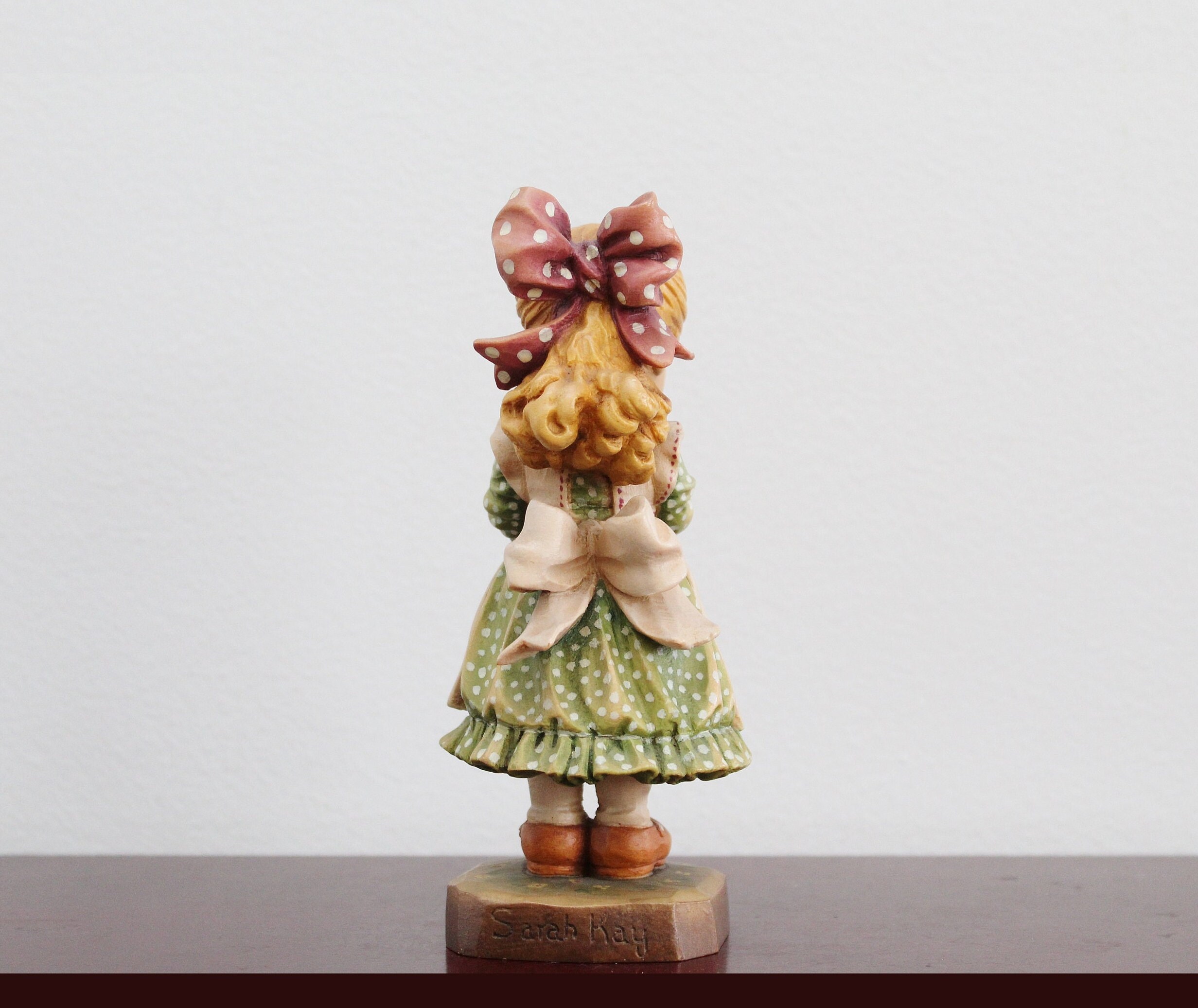 Rare 7" Anri Sarah Kay Hand Carved Wood 'spring Delight' Figurine ...