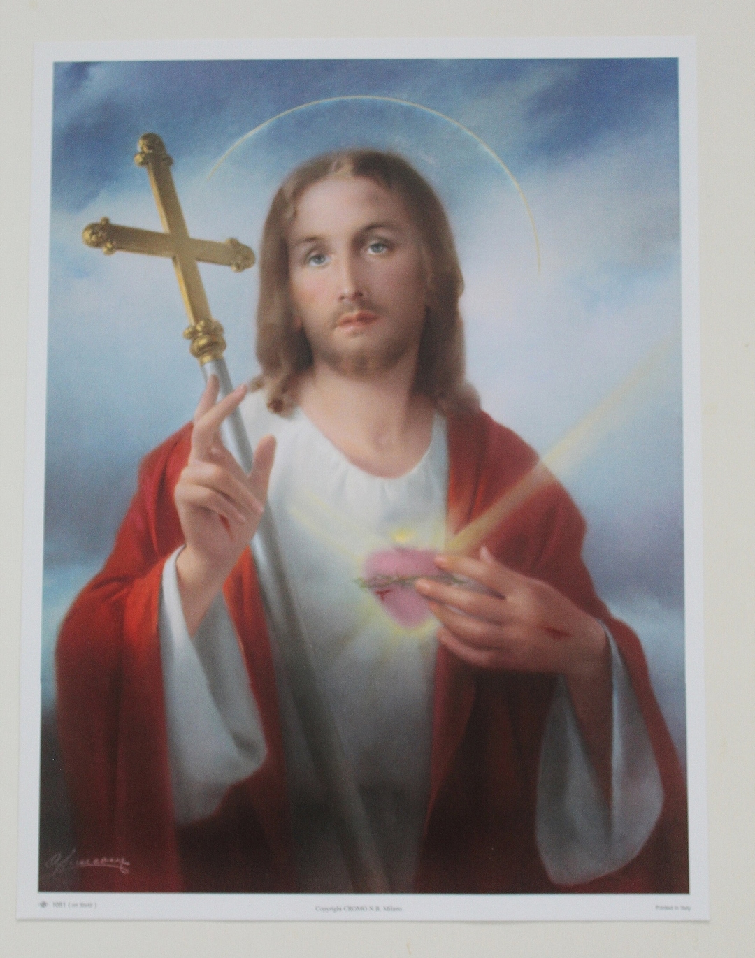 Pristine 17-1/2" Sacred Heart of Jesus Religious Art Print Picture ...