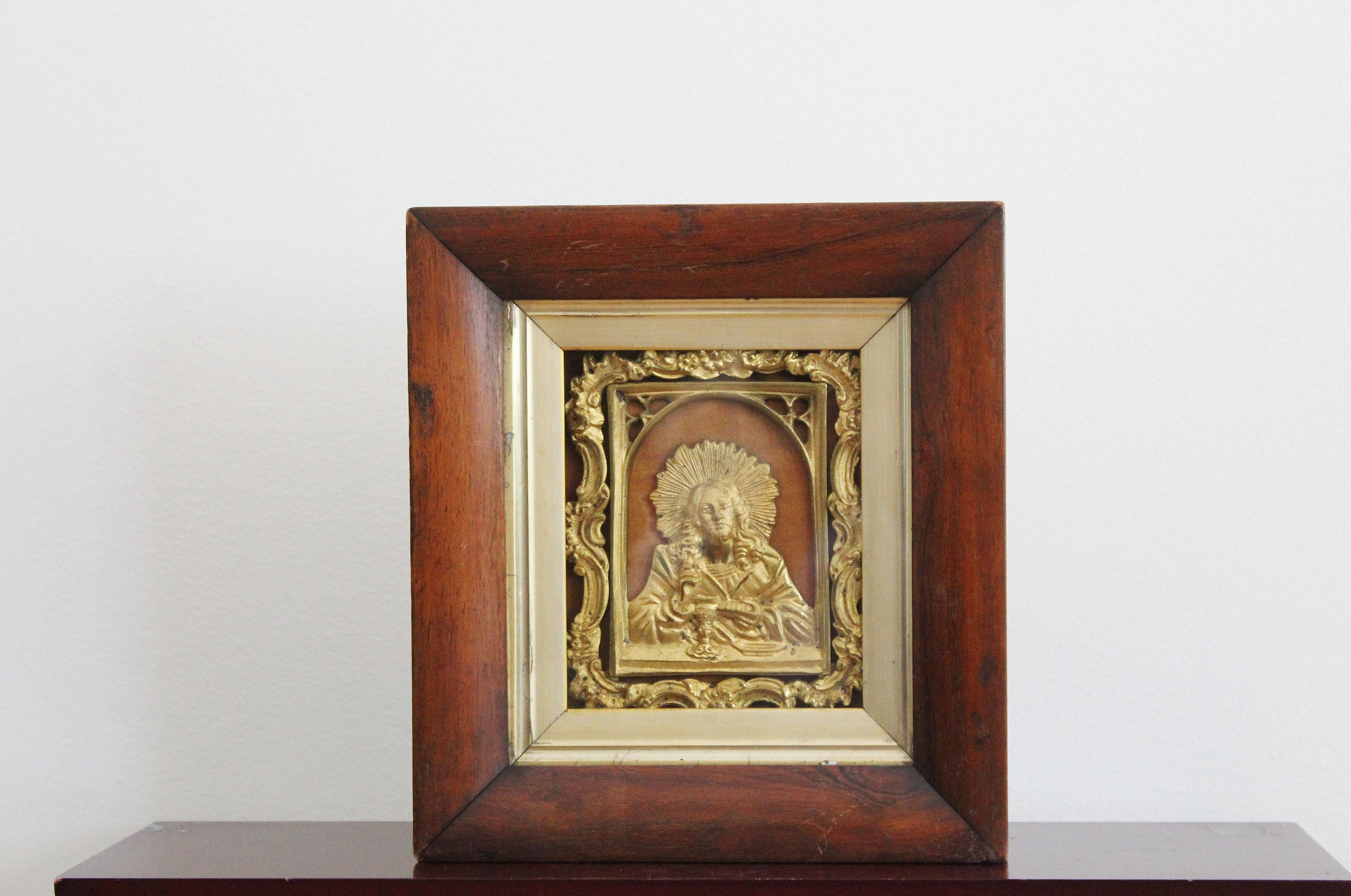 Antique French Rococo Baroque 'christ Blessing the Bread' Metalwork in ...