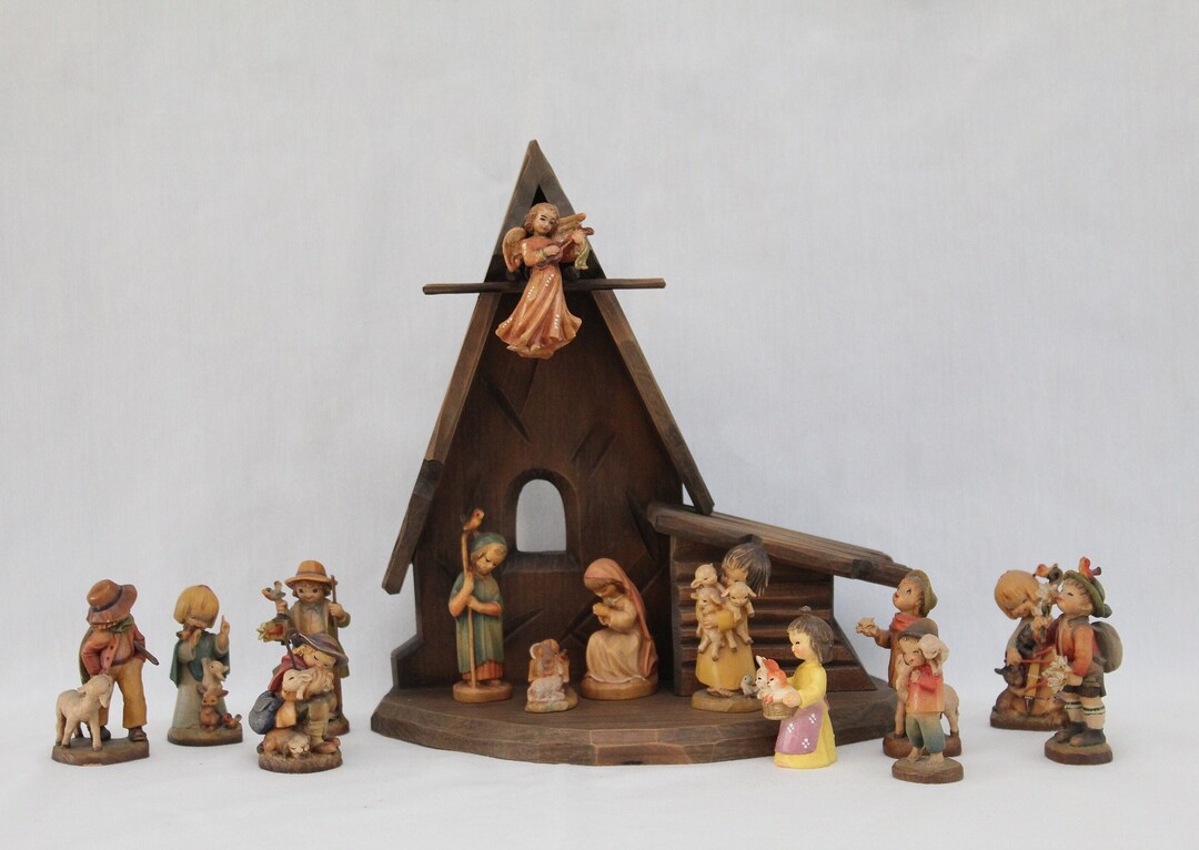 Excellent 14-piece 3" Genuine ANRI Juan Ferrandiz Nativity Wood ...